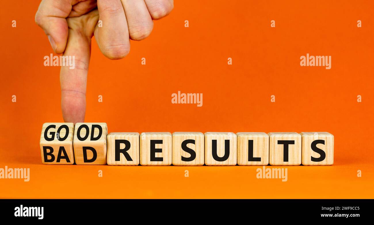 Good or bad results symbol. Concept words Good results Bad results on ...