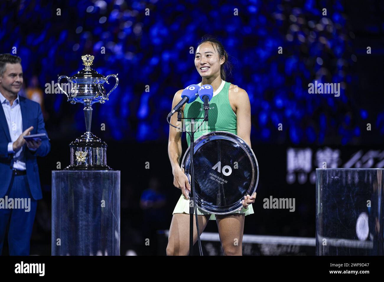 Zheng Qinwen during the Australian Open AO 2024 women's final Grand Slam tennis tournament on ...