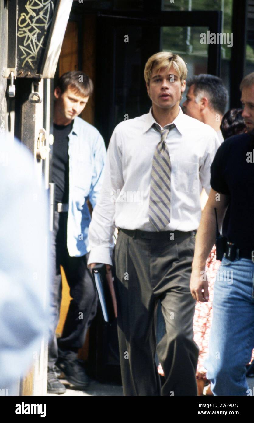 Brad Pitt on set of his film MEET JOE BLACK (1998), New York 1997 ...