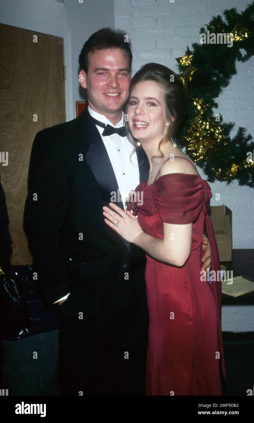 Martha Byrne with her husband, Michael McMahon, at a holiday event, New ...