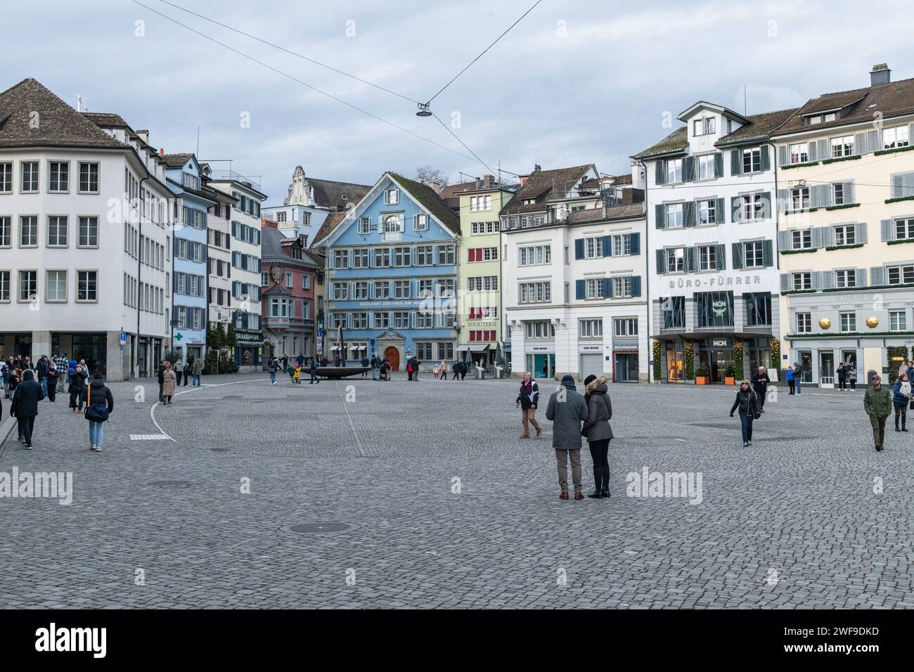 Münsterhof town square plaza in the Altstadt old town of Zurich ...