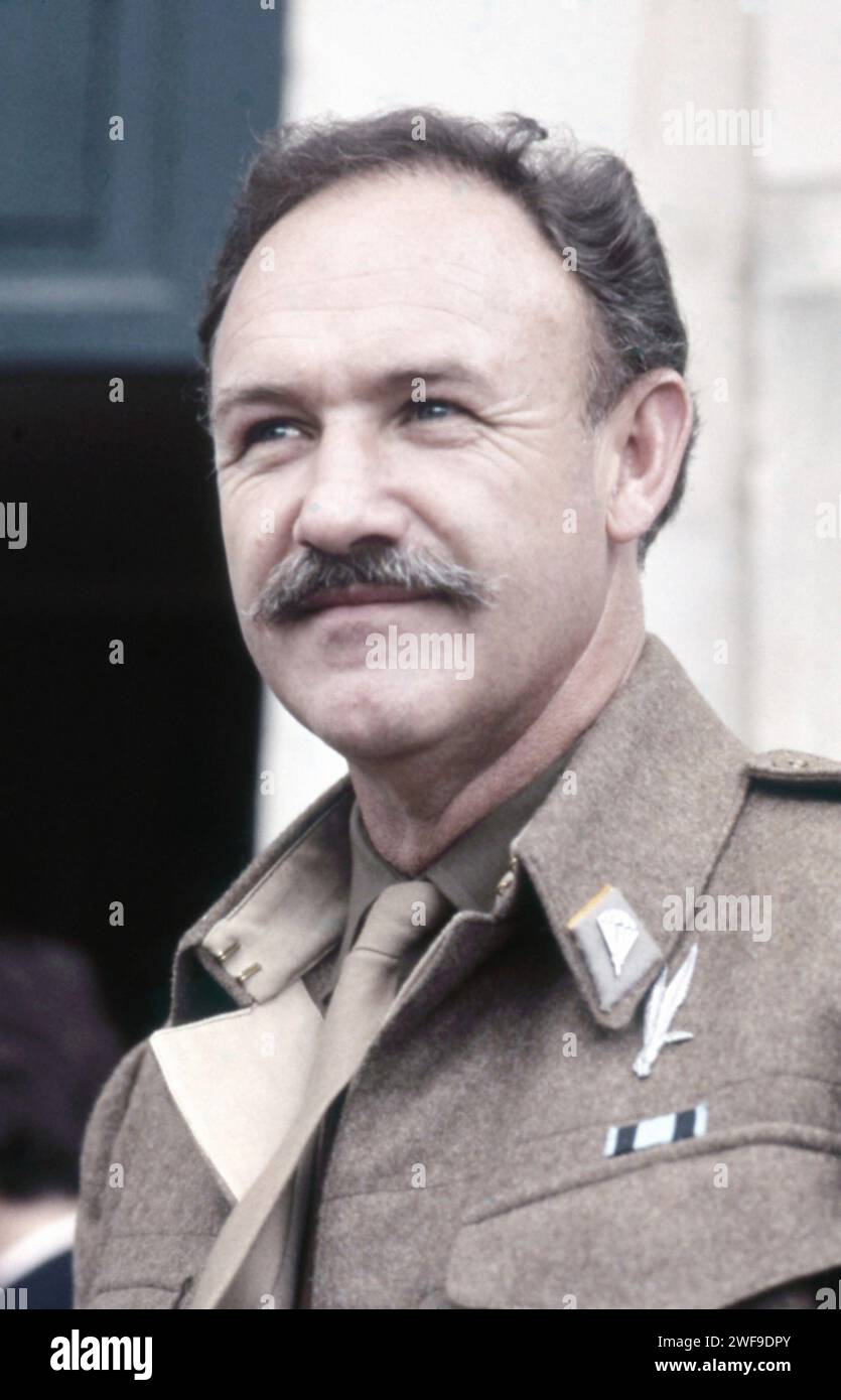 Gene Hackman on the set of the film, A BRIDGE TOO FAR, 1977. Photo ...