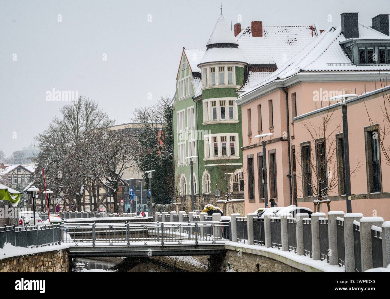 Historical buildings in Goettingen / Germany in winter with snow Stock ...