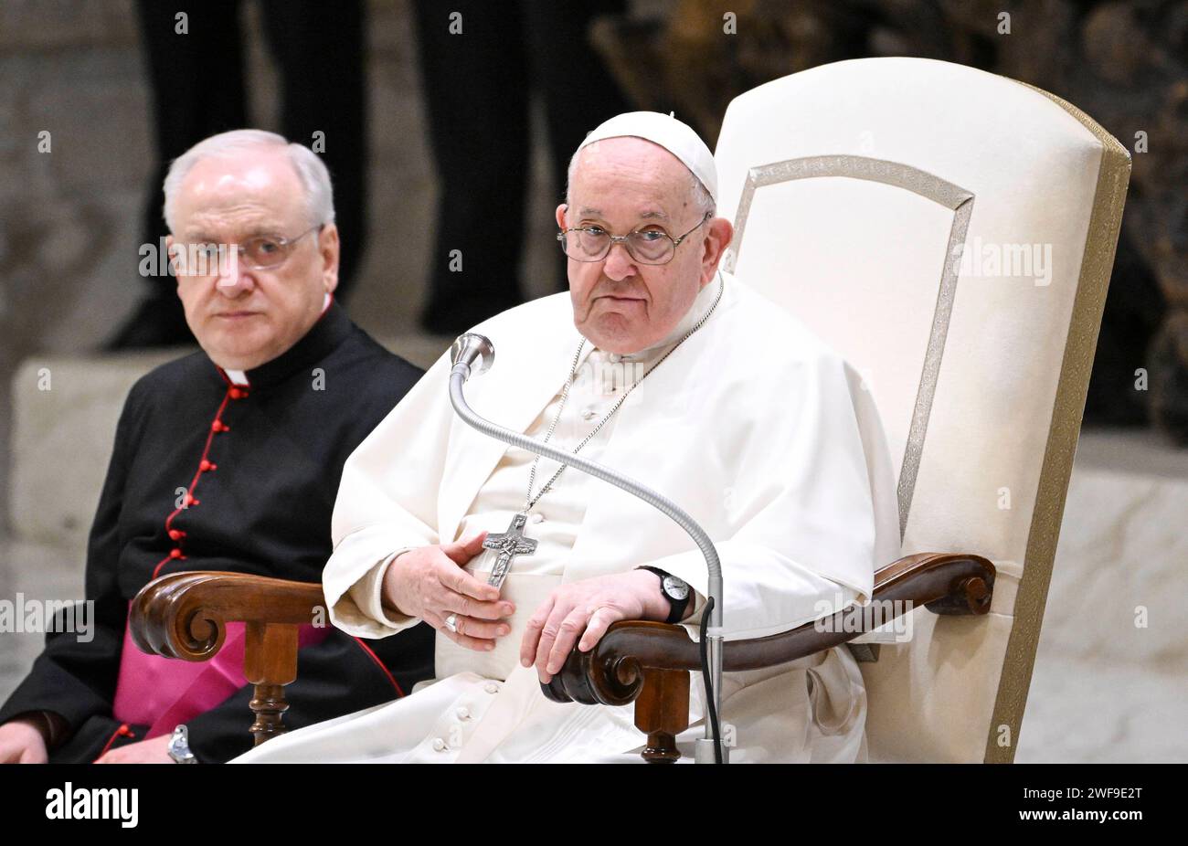 Rom, Vatikan 24.01.2024 Papst Franziskus I. bei der Generalaudienz in ...
