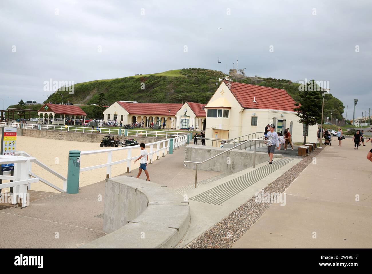 Fort Scratchley on the hilltop at Nobby's beach.Australia Stock Photo ...