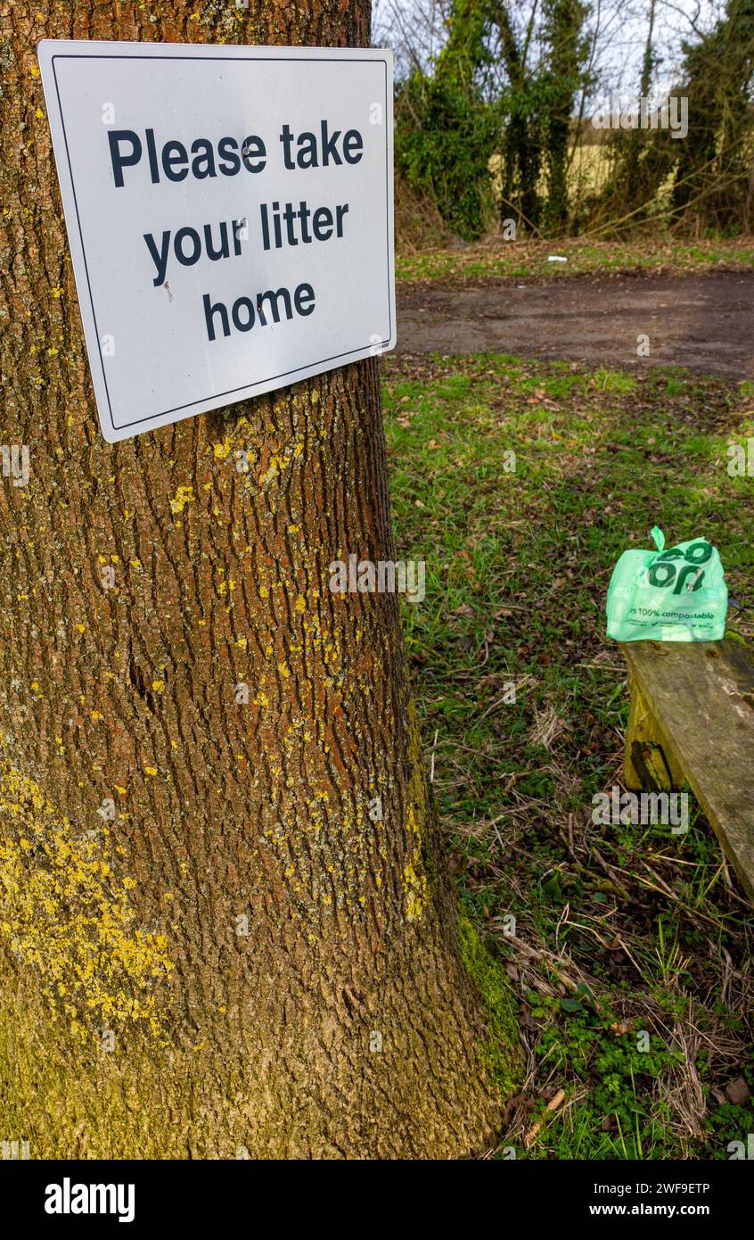 Please take your litter home Thornborough Buckinghamshire Stock Photo ...