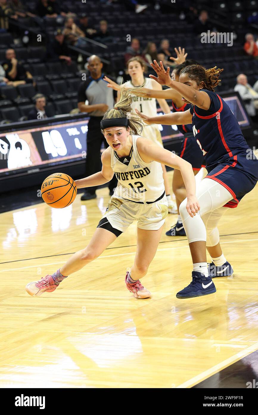 SPARTANBURG, SC - JANUARY 27: Wofford Terriers guard Rachael Rose (12 ...