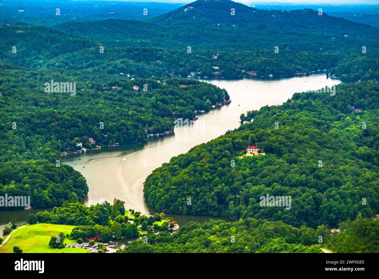 View of Lake Lure taken from Chimney Rock in North Carolina Stock Photo ...