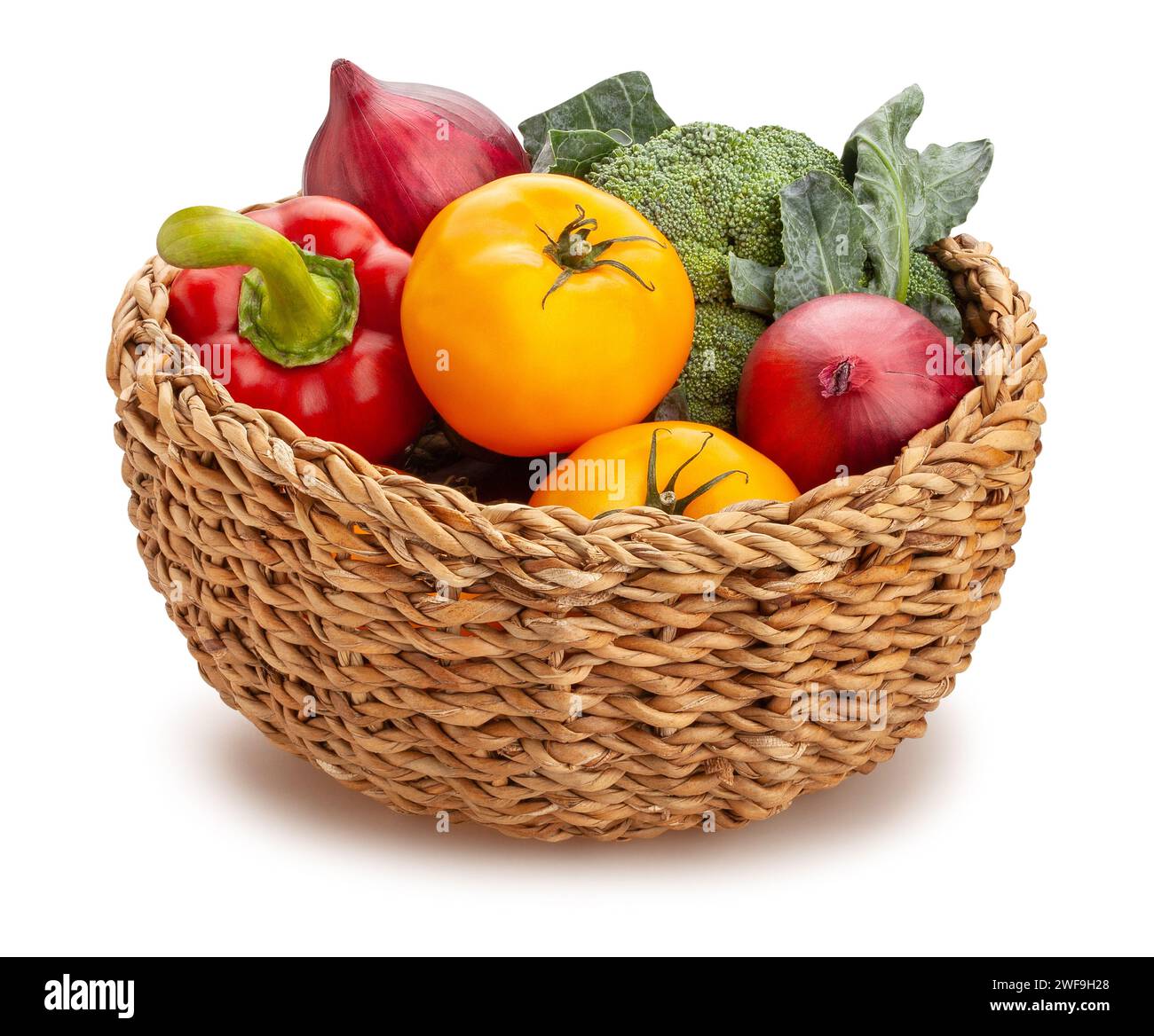 vegetable mix basket path isolated on white Stock Photo - Alamy
