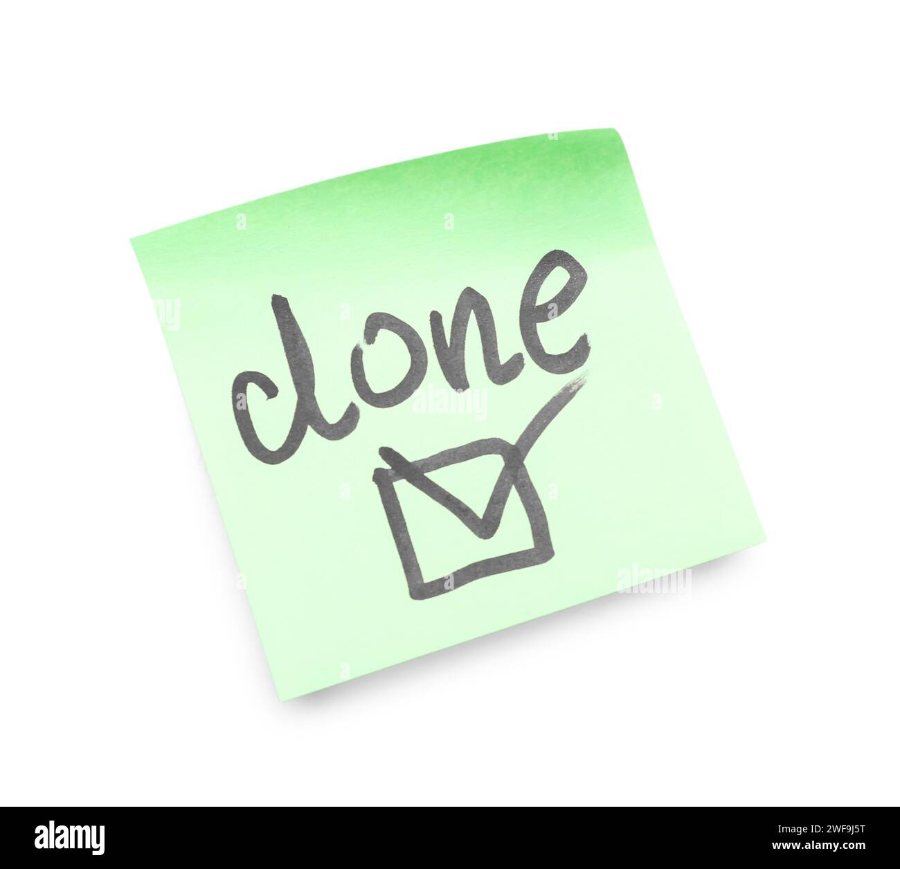 Sticky note with word DONE and check mark on white background Stock ...
