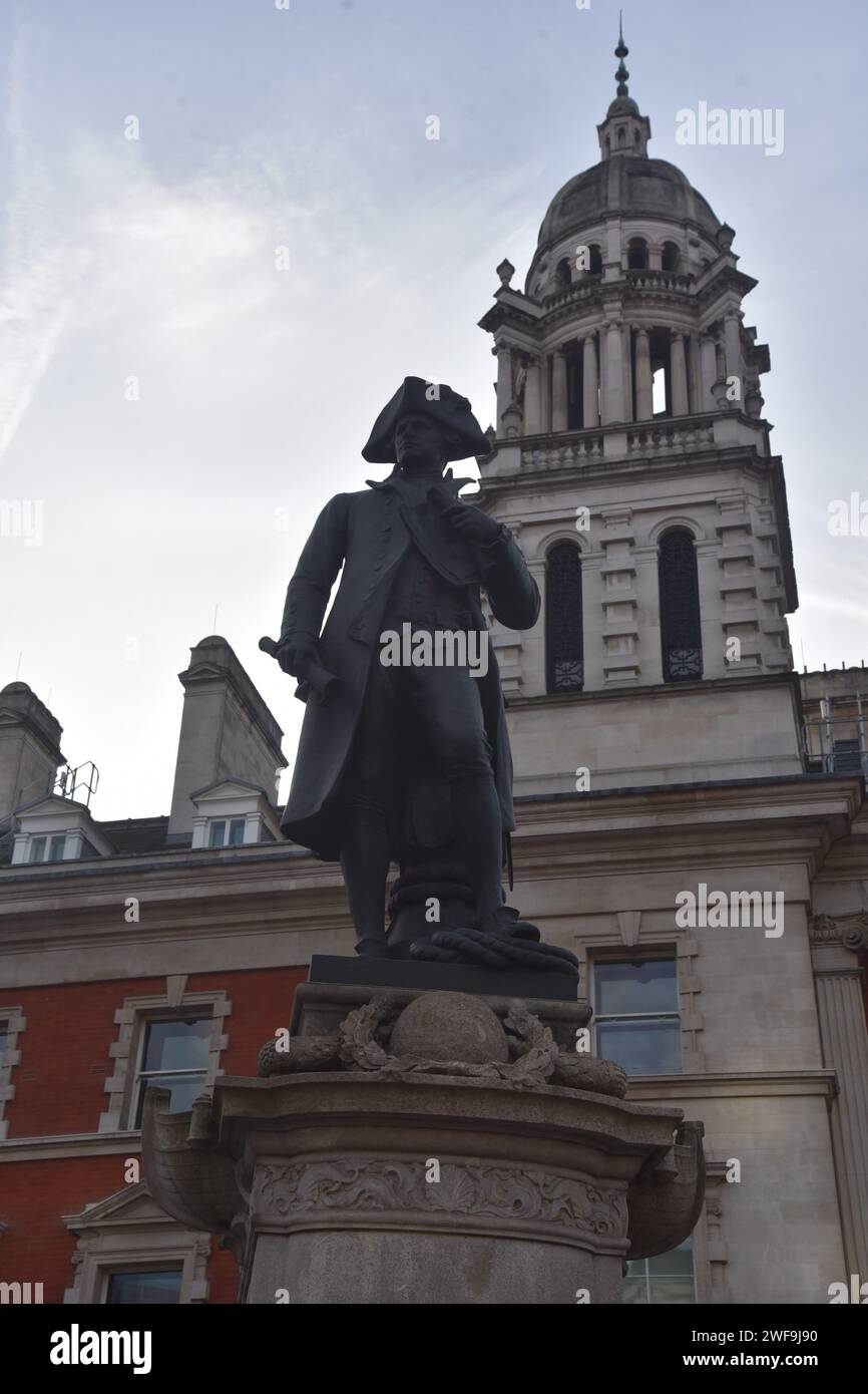 The bronze statue of Captain James Cook (made by Thomas Brock in 1914 ...