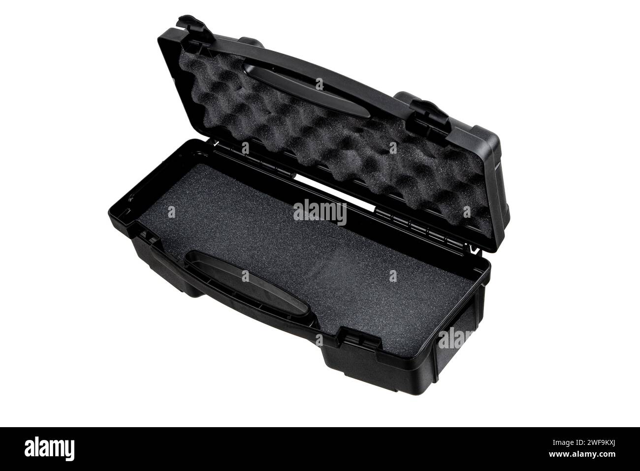 Black plastic container with foam inside for safe storage and ...