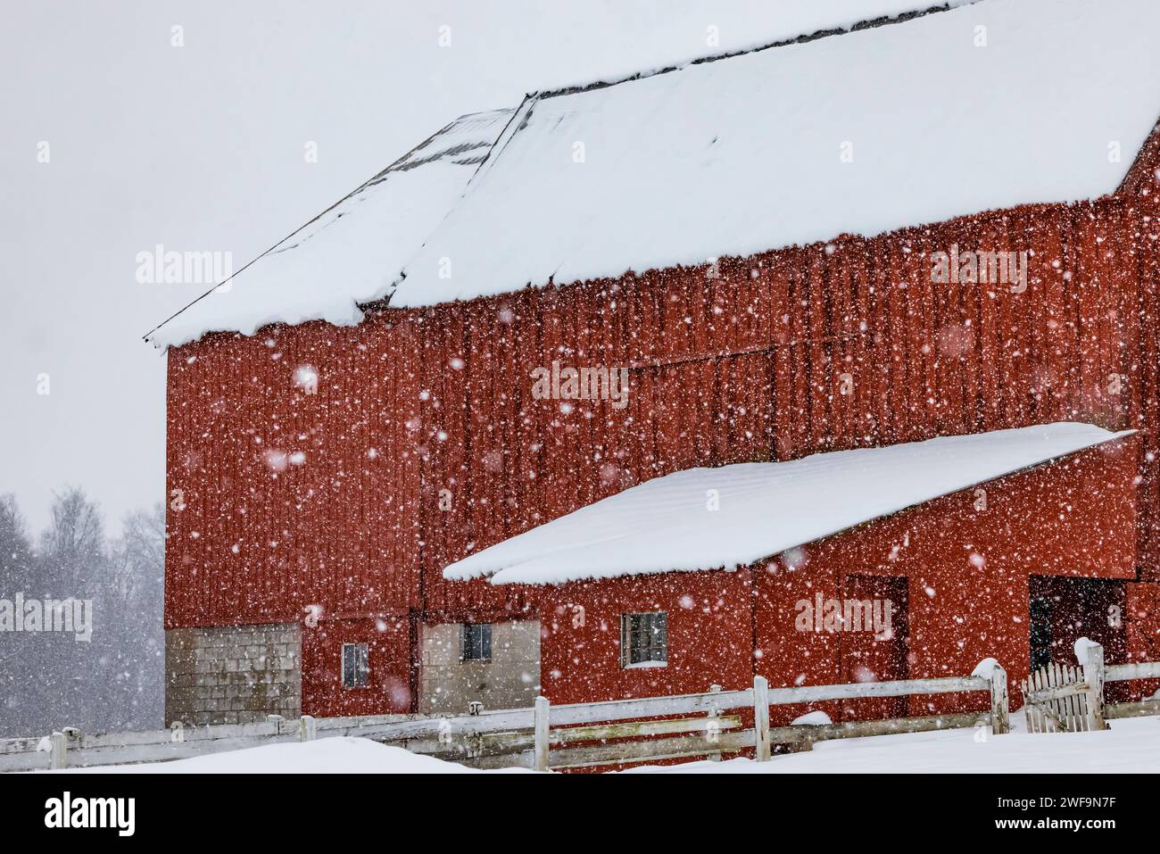 Horizontal winter landscape red barn hi-res stock photography and ...