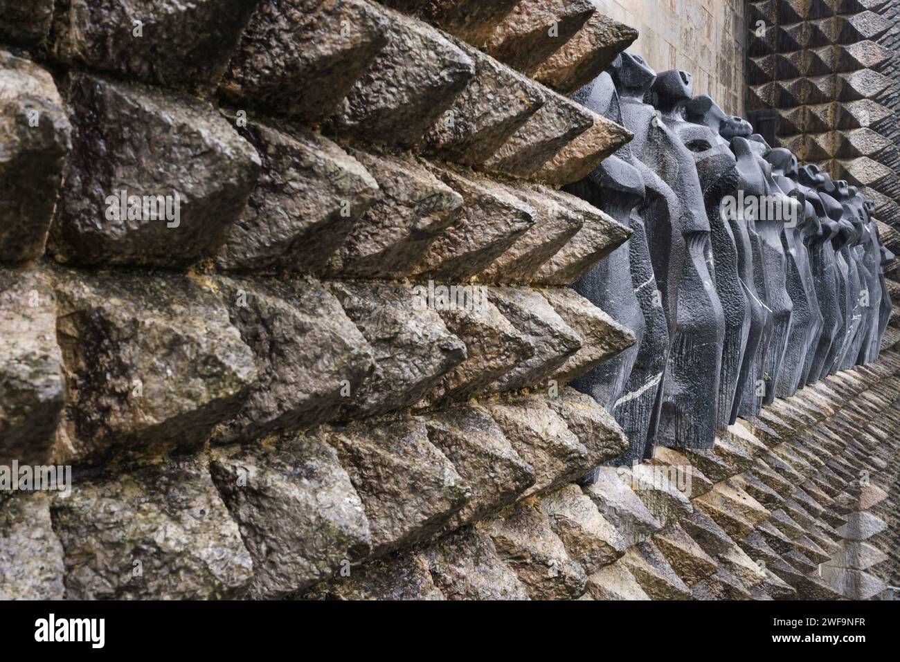 sculptures of the 14 apostles on the façade, sculptor Jorge Oteiza ...