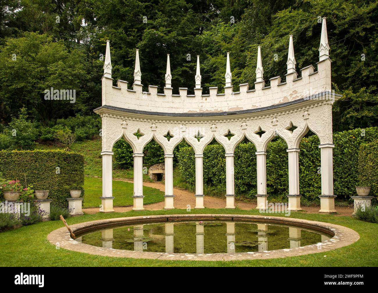 UK, England, Gloucestershire, Painswick, Rococo Garden, the Exedra ...