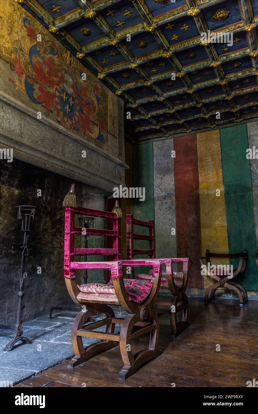 A visit in the Issogne's castle, Aosta Stock Photo - Alamy