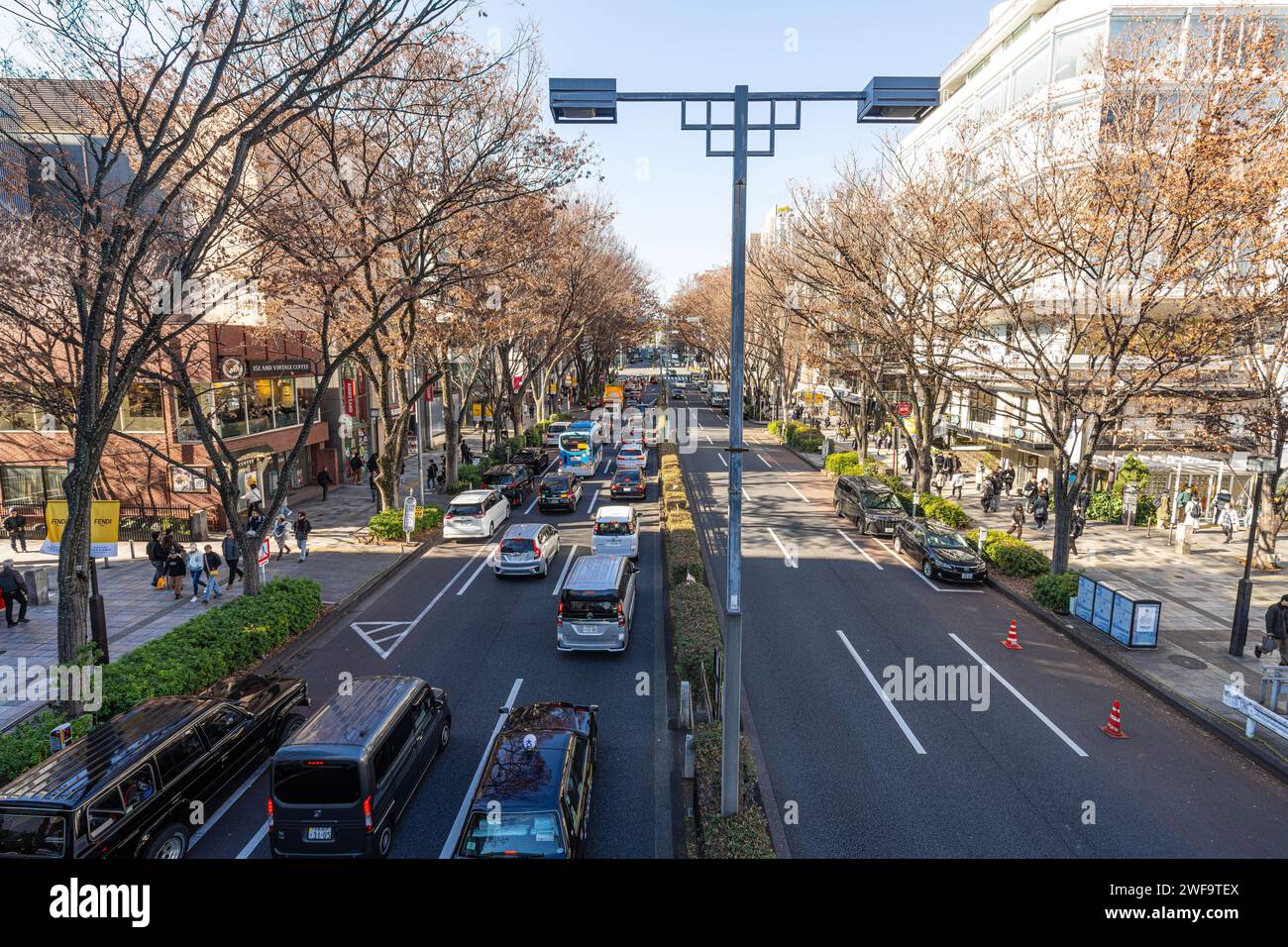 Tokyo, Japan. January 9, 2024. Traffic on the street in the city center ...