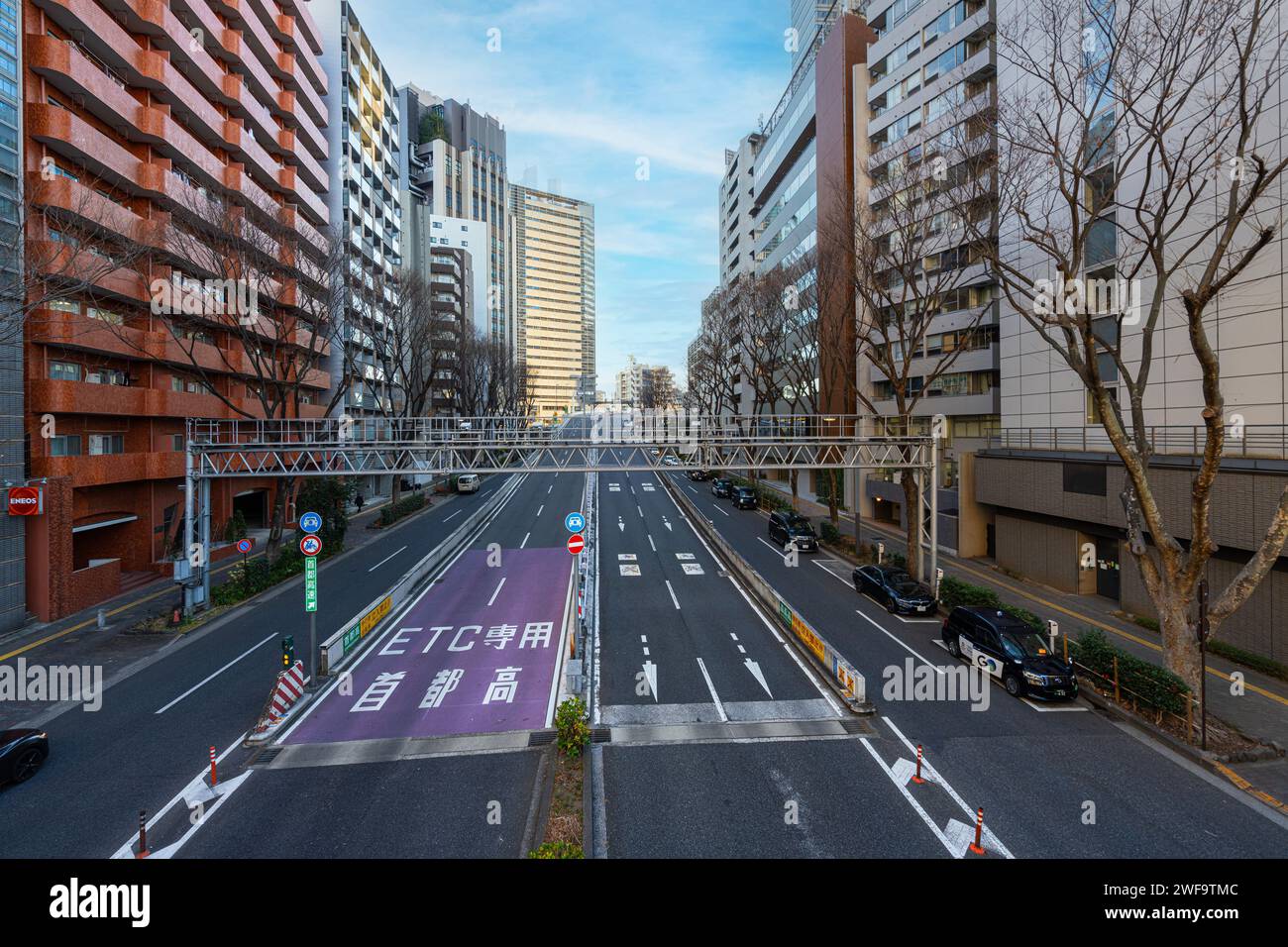 Tokyo, Japan. January 2024. a traffic-free street in the city center ...