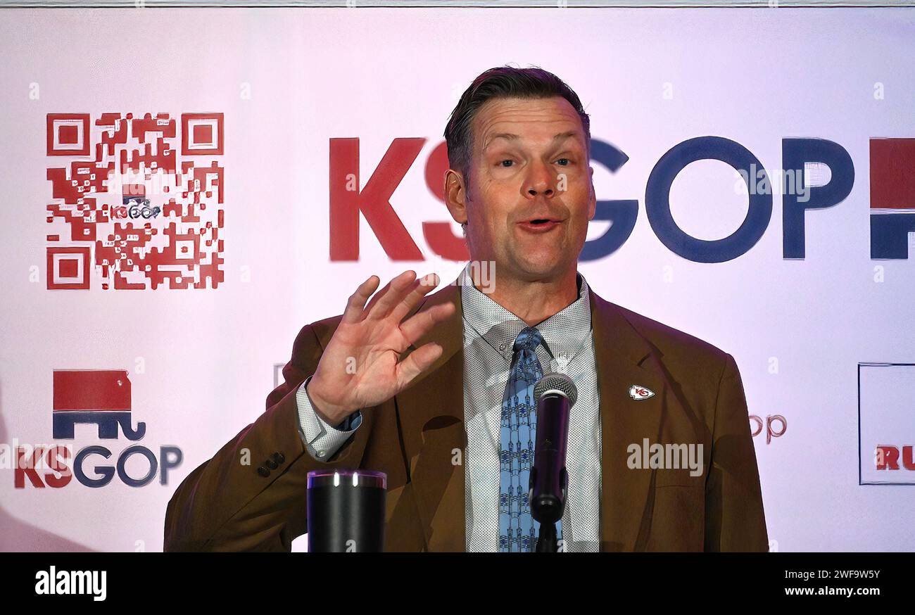 OVERLAND PARK, KANSAS - JANAURY 27, 2024 Kansas Attorney General Kris ...