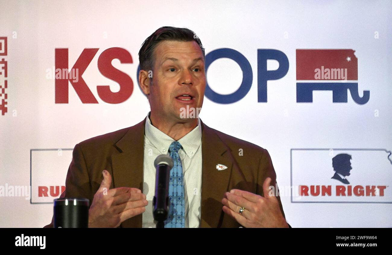 OVERLAND PARK, KANSAS - JANAURY 27, 2024 Kansas Attorney General Kris ...