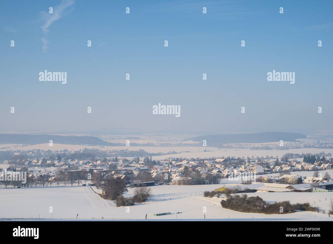Winter in Goettingen, Germany. Landscape with snow covered trees and ...