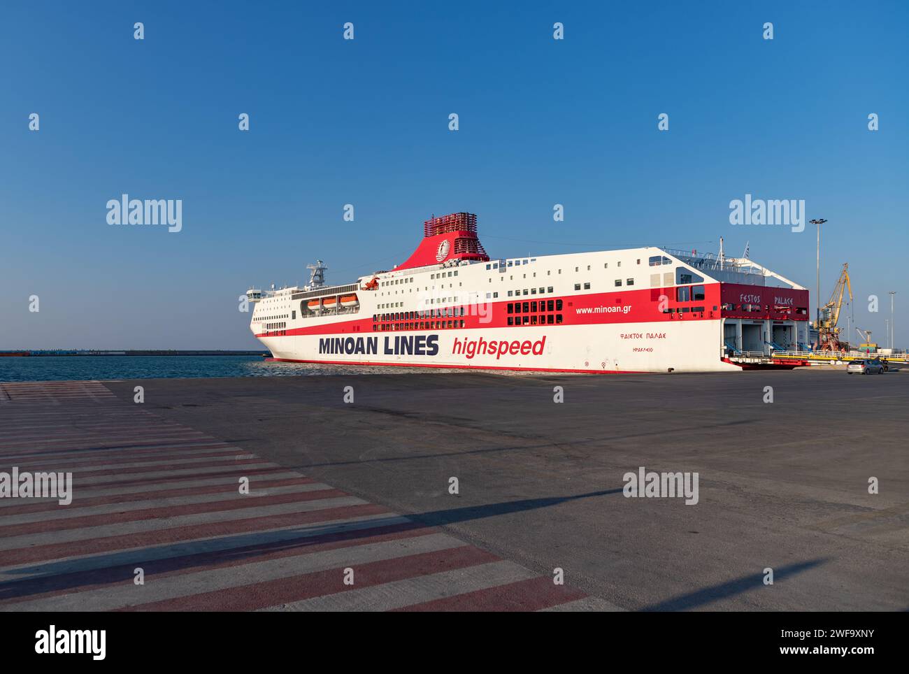 A picture of a Minoan Lines ferry at the Heraklion Port Stock Photo - Alamy