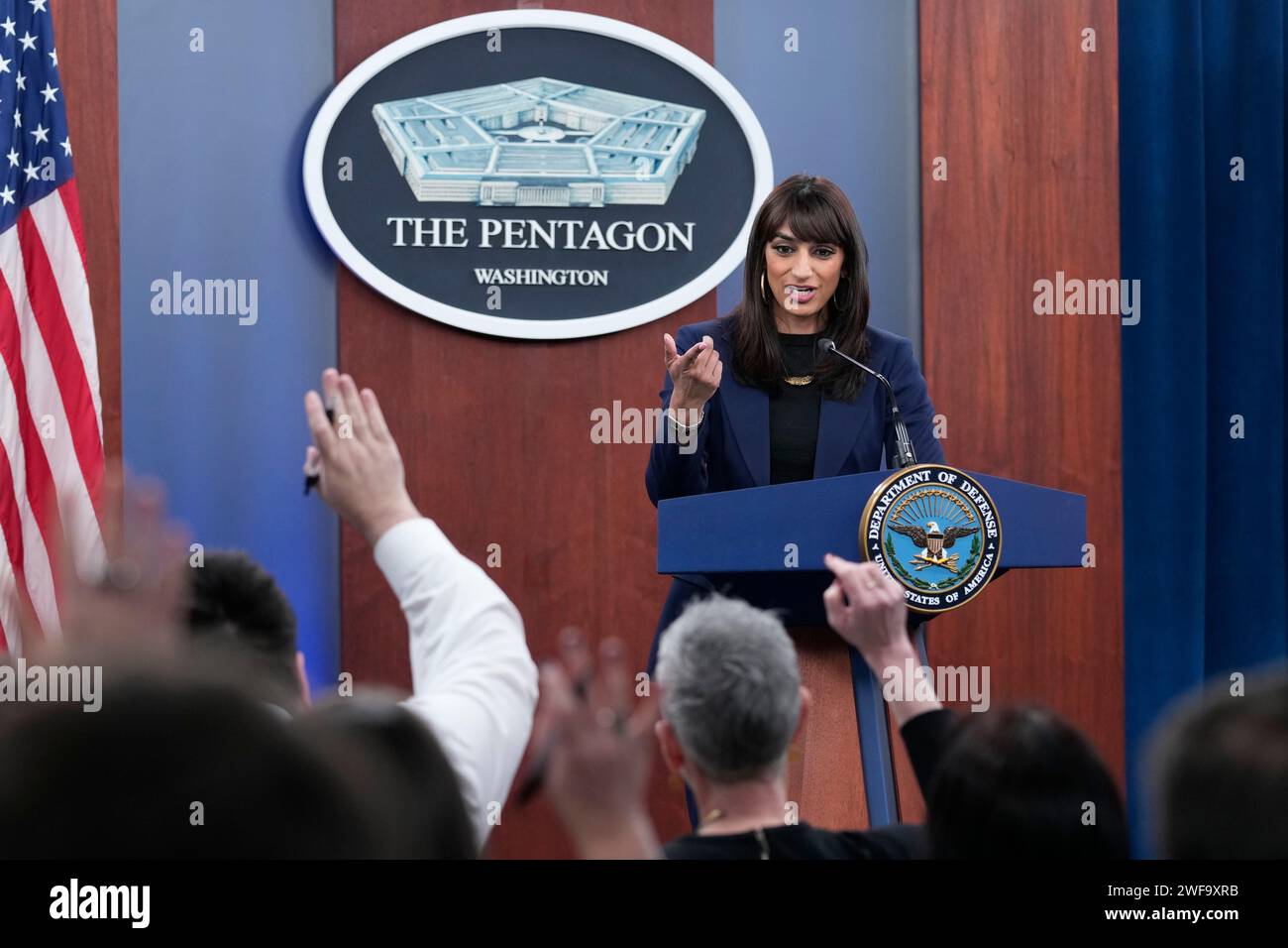 Deputy Pentagon press secretary Sabrina Singh speaks during a briefing ...