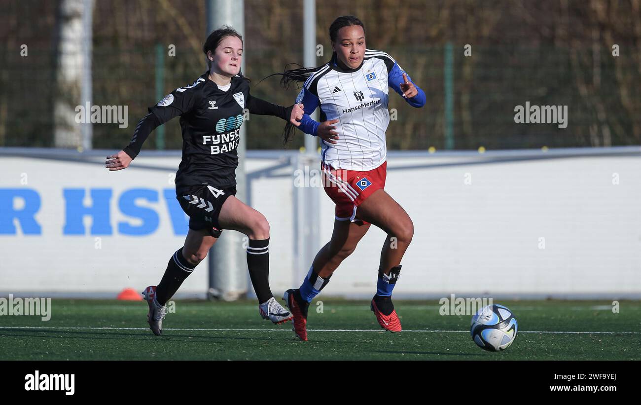 Norderstedt, Deutschland. 28th Jan, 2024. v.li.: Julia Amby (Kolding IF ...