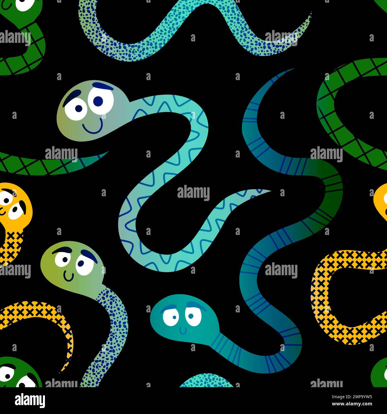 Summer cartoon animals seamless snake pattern for wrapping paper and ...