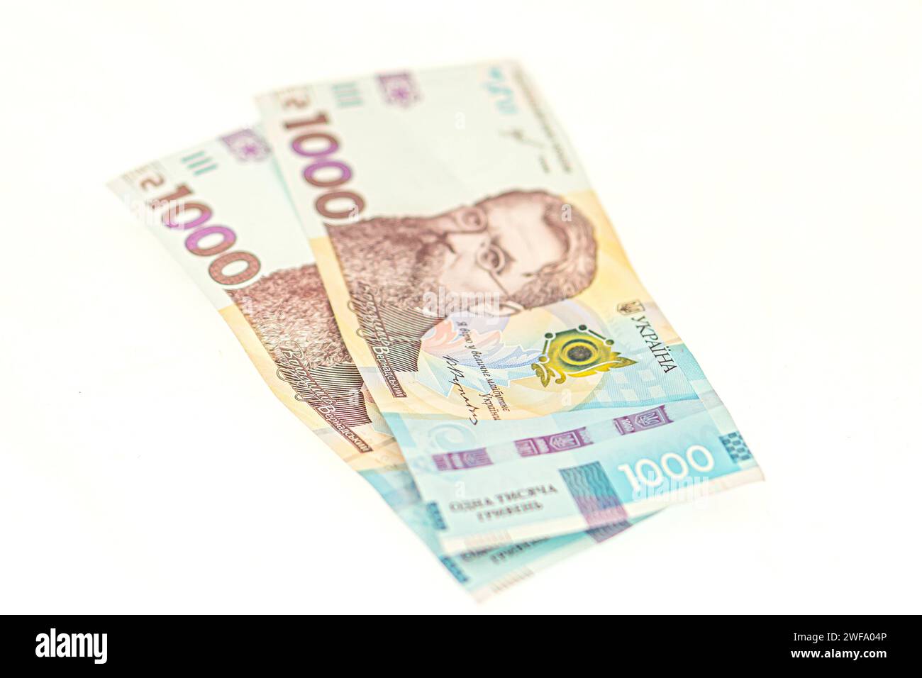 Ukrainian money isolated on background. Several Banknotes of Ukraine ...