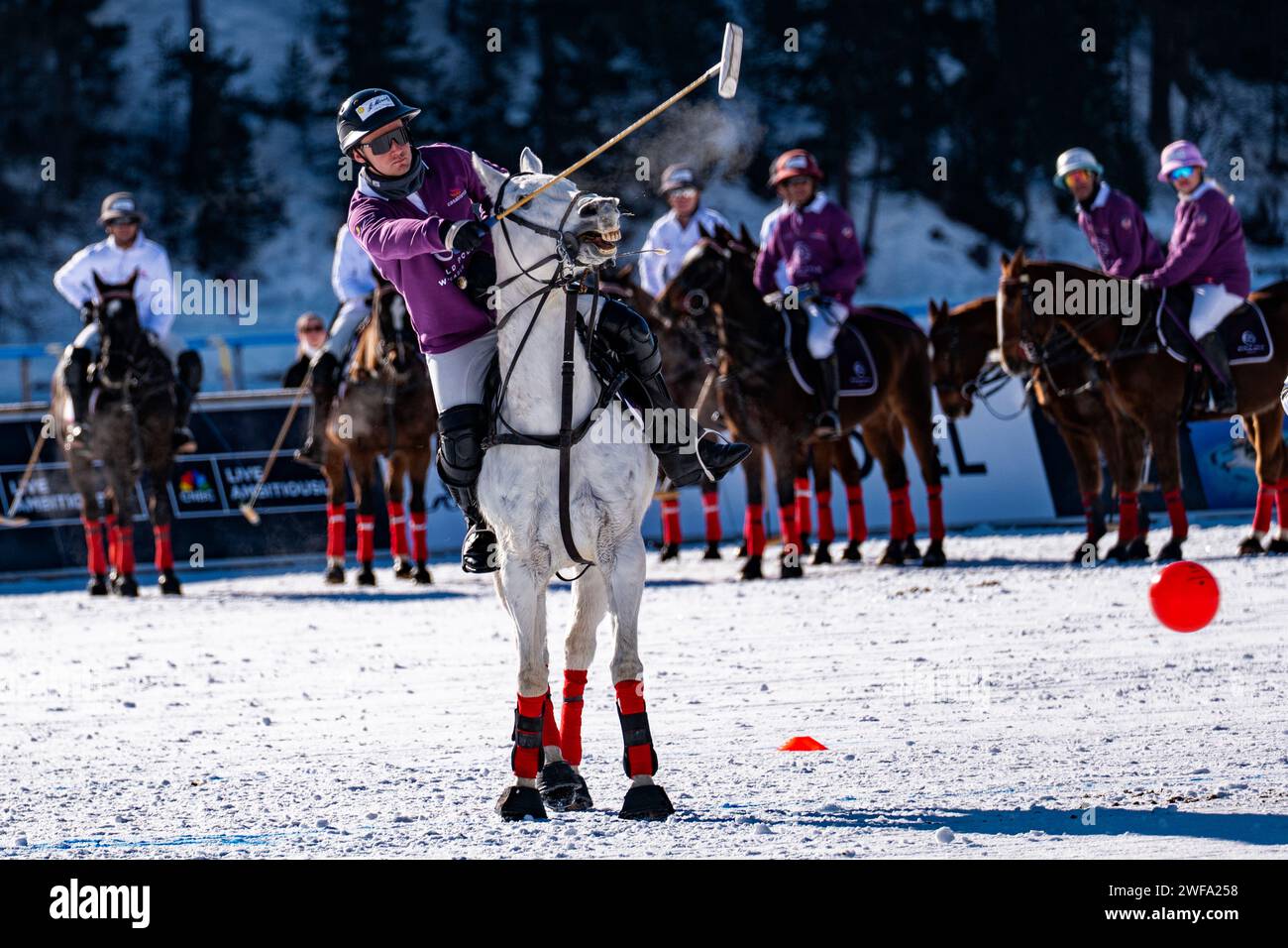 St. Moritz - January 28, 2024: Game actions and awards ceremony at the ...