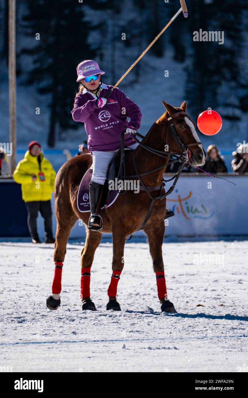 St. Moritz - January 28, 2024: Game actions and awards ceremony at the ...