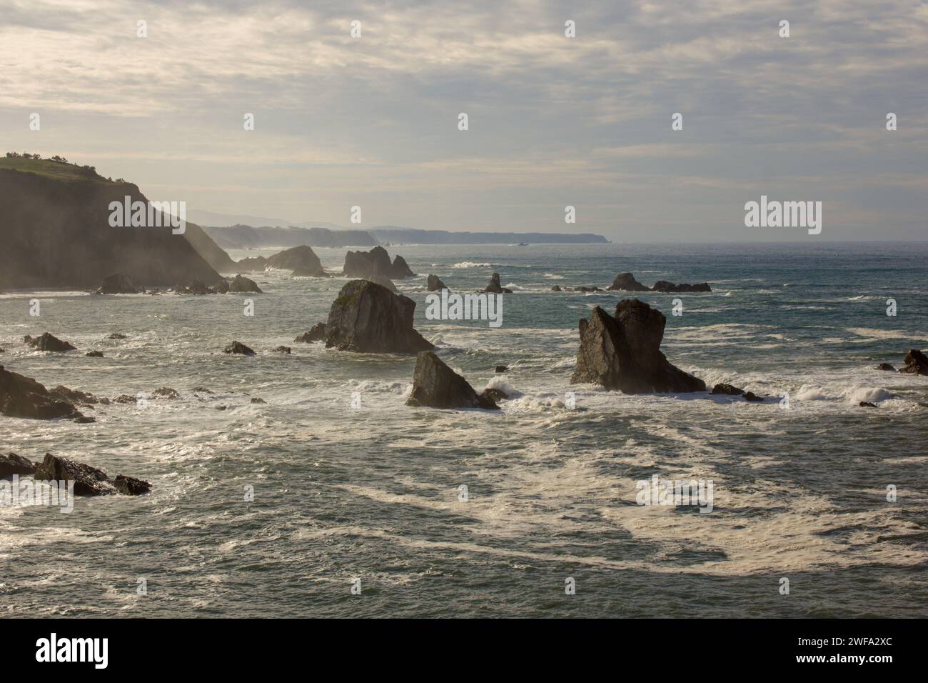 waves in the Cantabrian coast in Asturias, Spain Stock Photo - Alamy