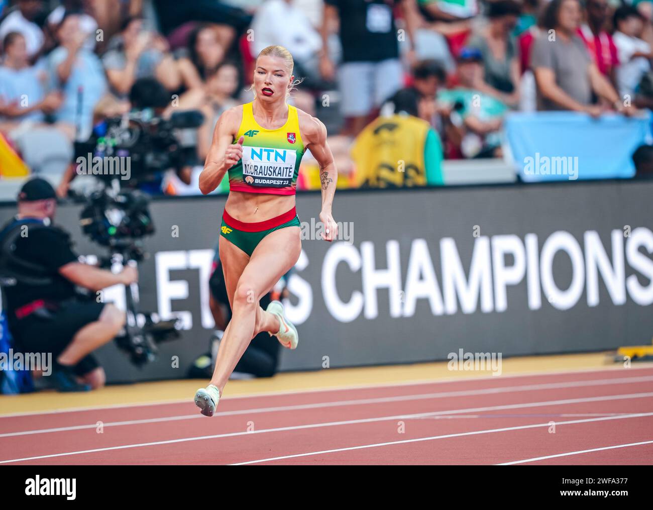 Modesta Juste Morauskaite participating in the 400 meters at the World ...