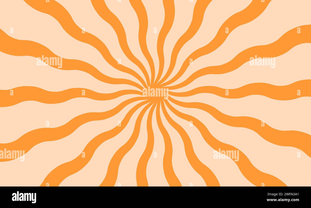 Undulate orange radial stripes background. Explosion, speed, flash or ...