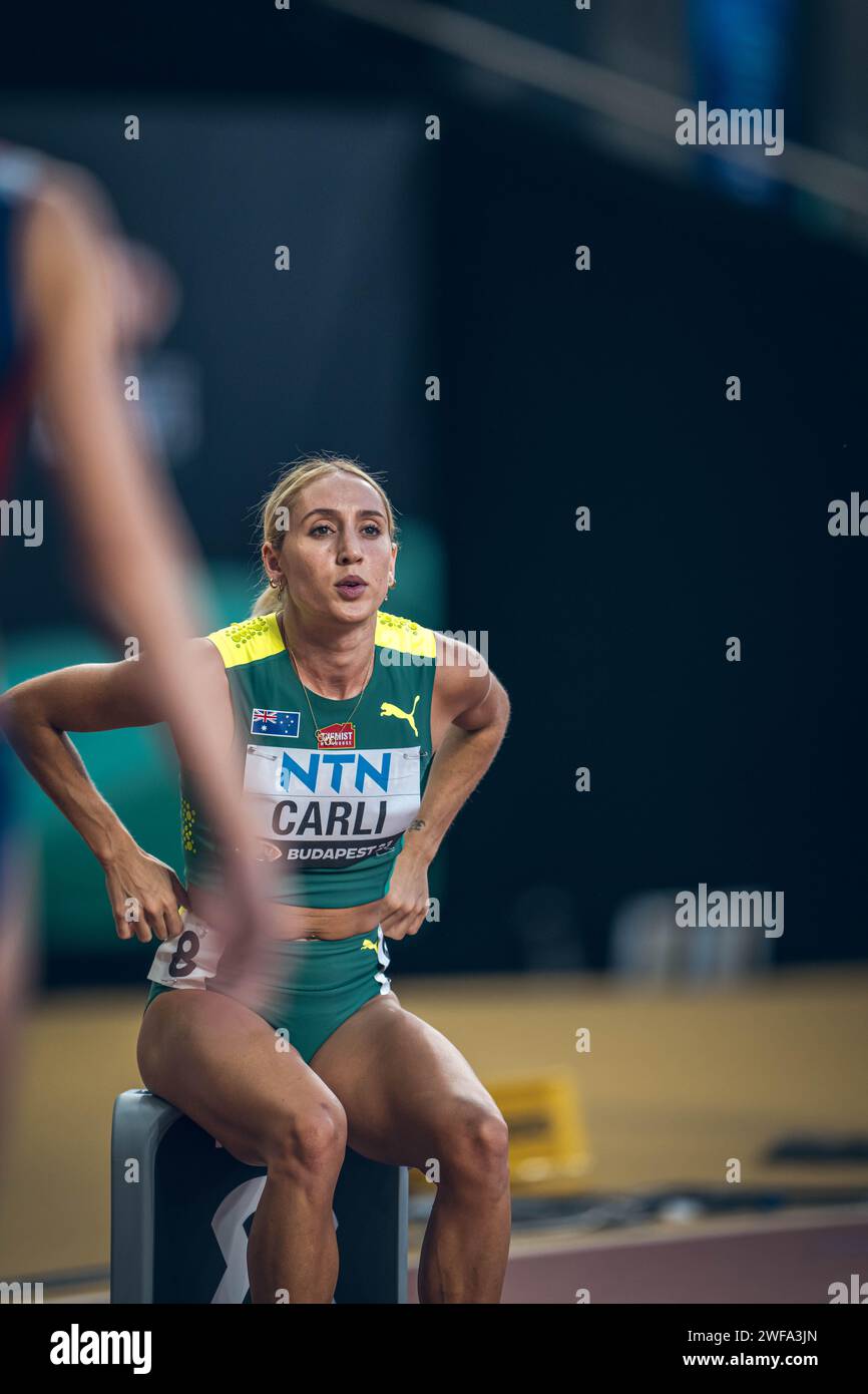 Sarah Carli participating in the 400 meters hurdles at the World ...