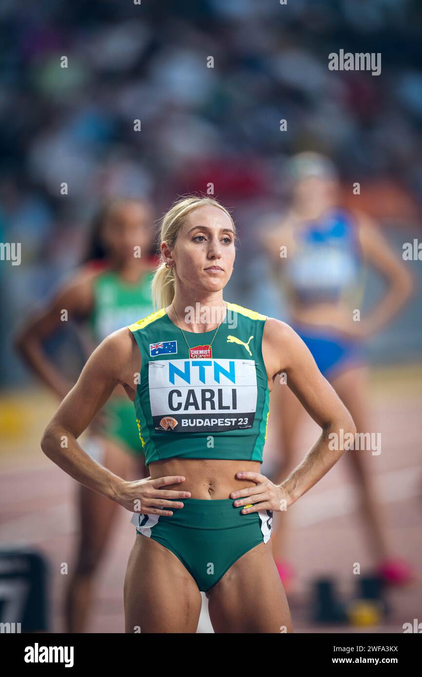 Sarah Carli participating in the 400 meters hurdles at the World ...
