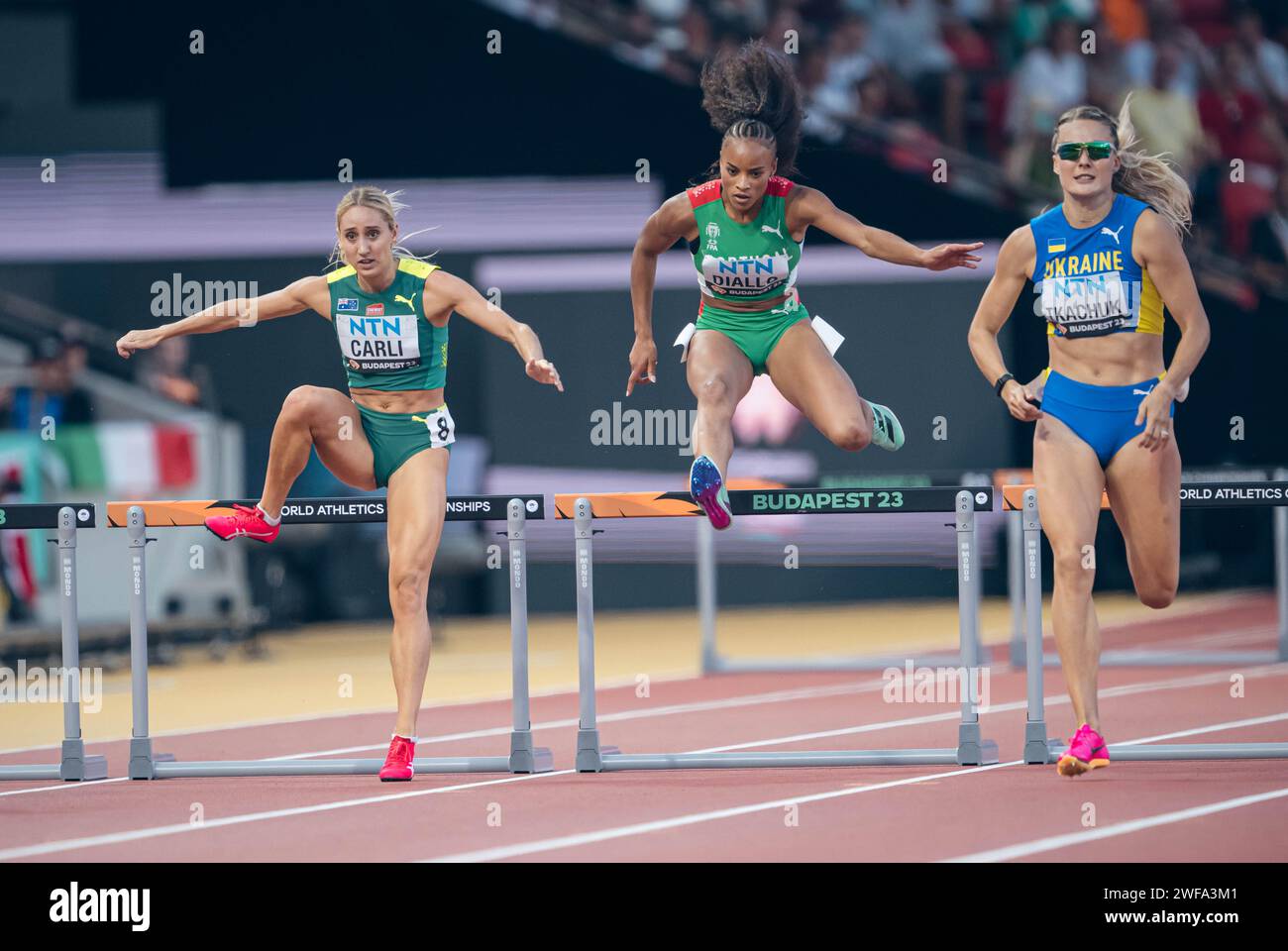 Sarah Carli participating in the 400 meters hurdles at the World ...