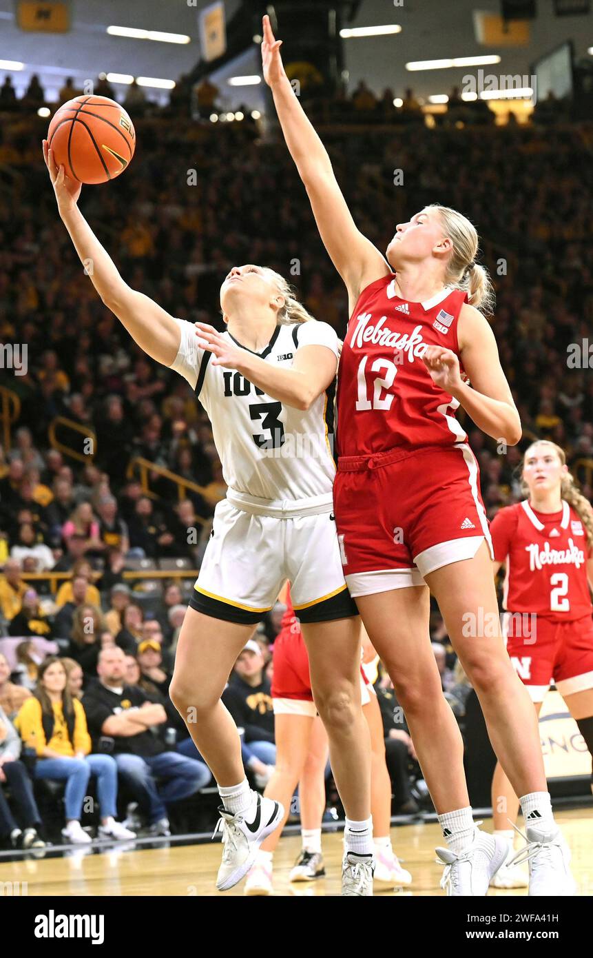 IOWA CITY, IA - JANUARY 27: Iowa guard Sydney Affolter (3) puts up a ...