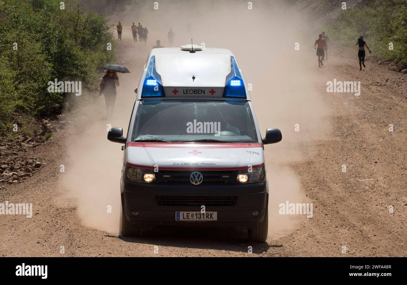 blue light operation of a rescue service, ambulance with blue light an ...