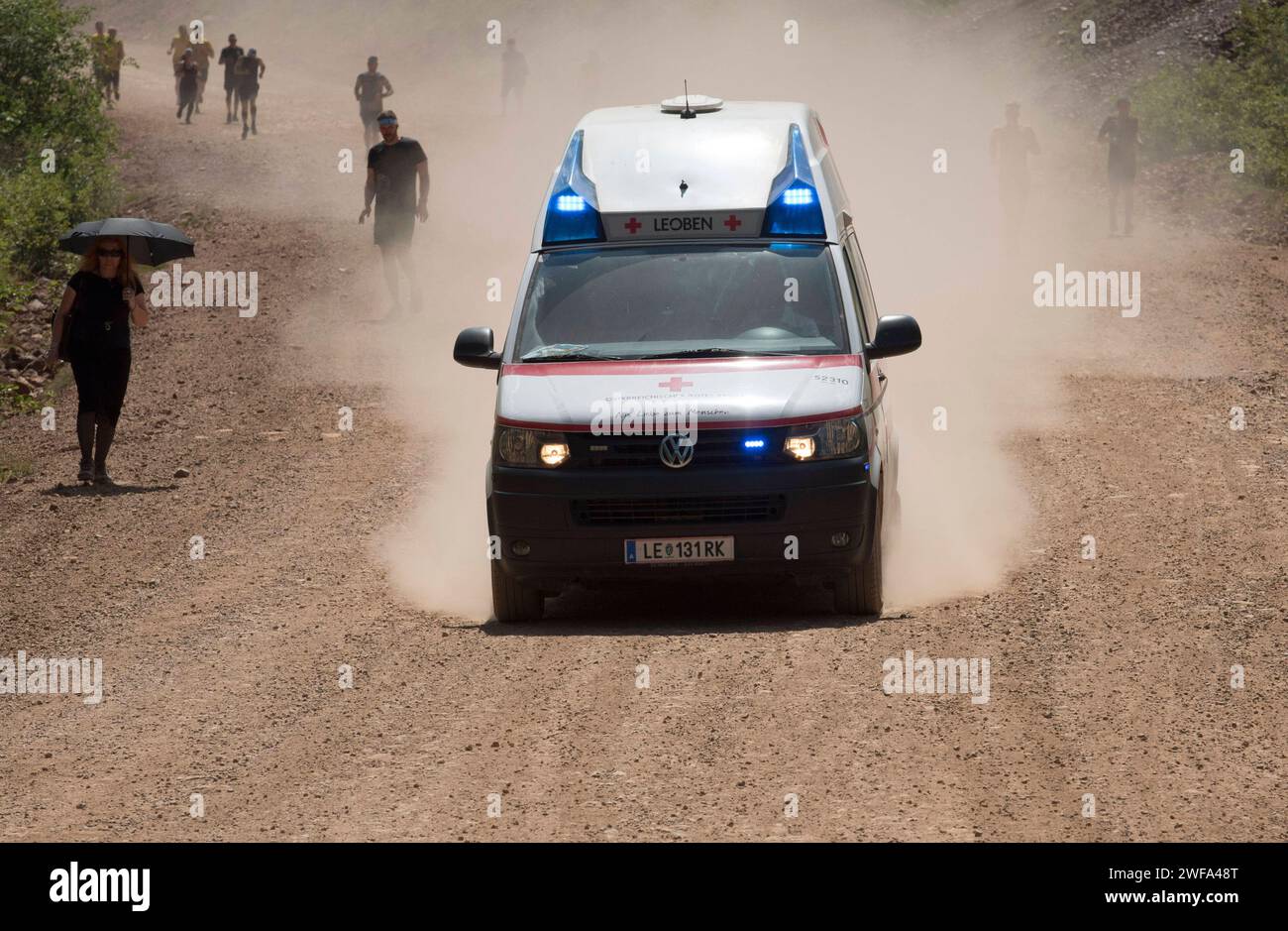 blue light operation of a rescue service, ambulance with blue light an ...
