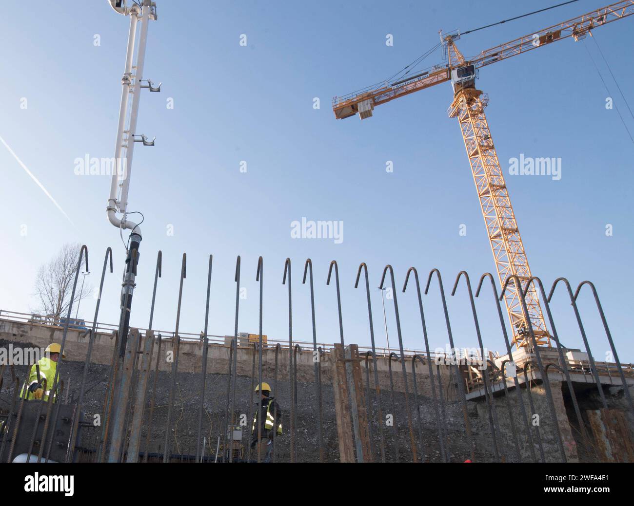 concrete engineering or concrete construction, building architecture in ...