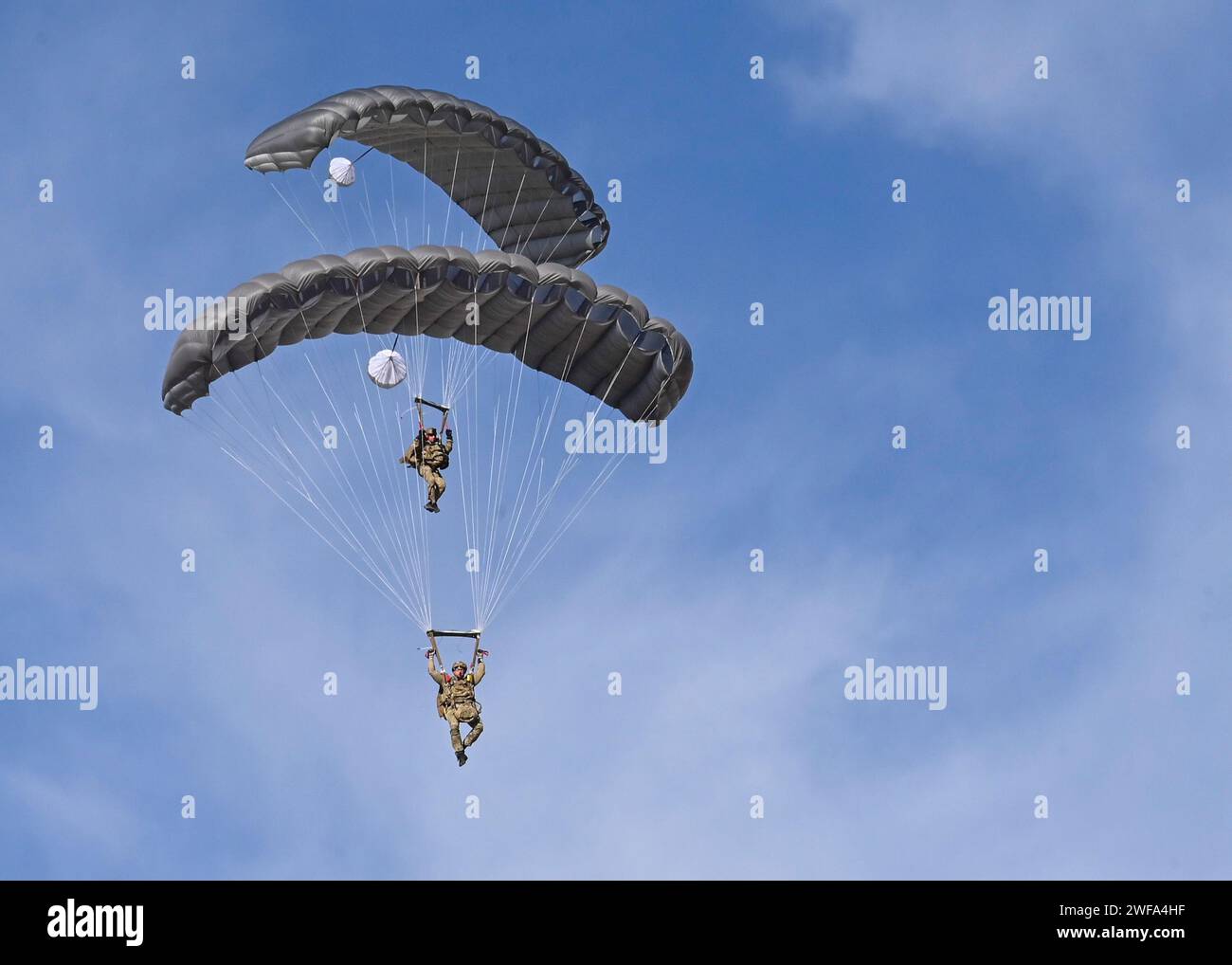 U.S. Airmen, assigned to the Air Force Special Warfare Exhibition team ...