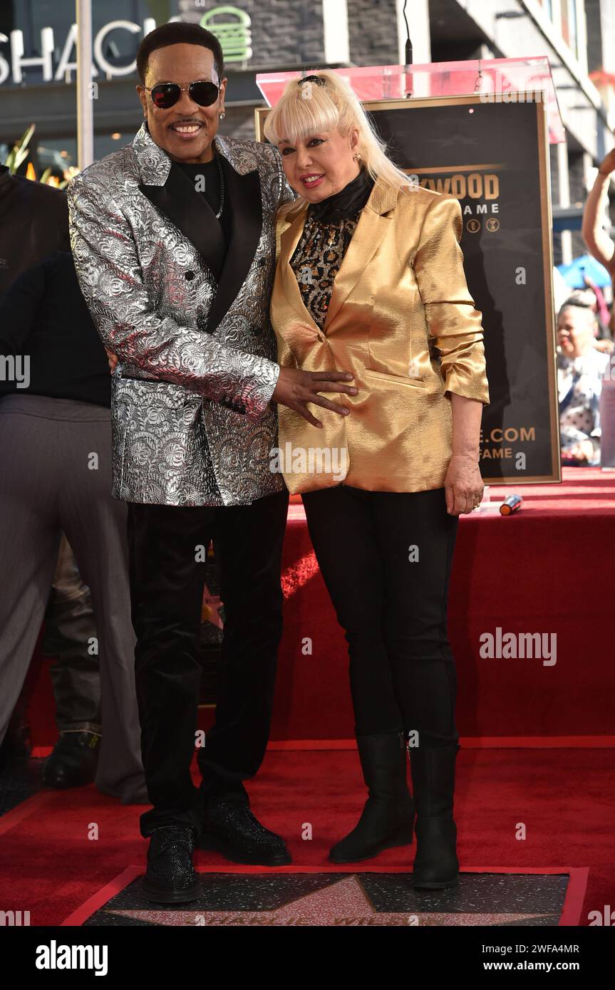 Charlie Wilson, left, and Mahin Wilson attend a ceremony honoring ...