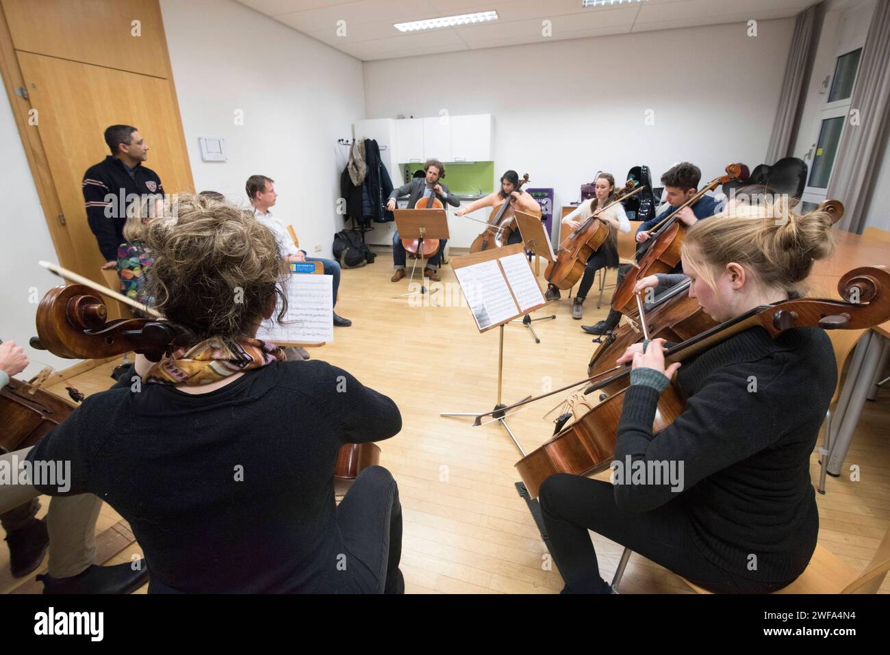 musicians and their instruments at a classical music orchestra ...