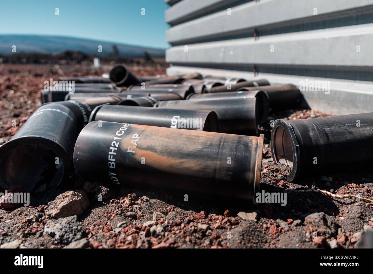 Casings of 84mm training rounds for the M3E1 Multi-purpose Anti-armor ...