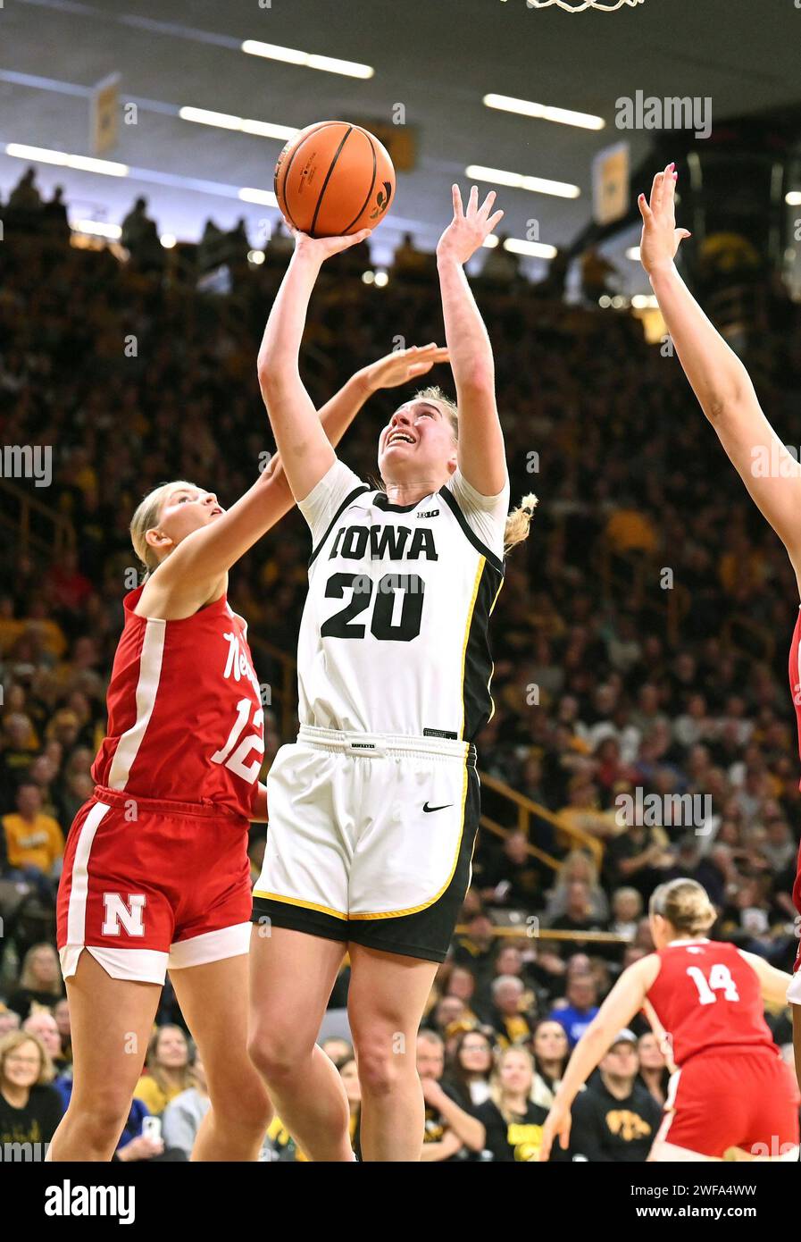 IOWA CITY, IA - JANUARY 27: Iowa guard Kate Martin (20) puts up a shot ...
