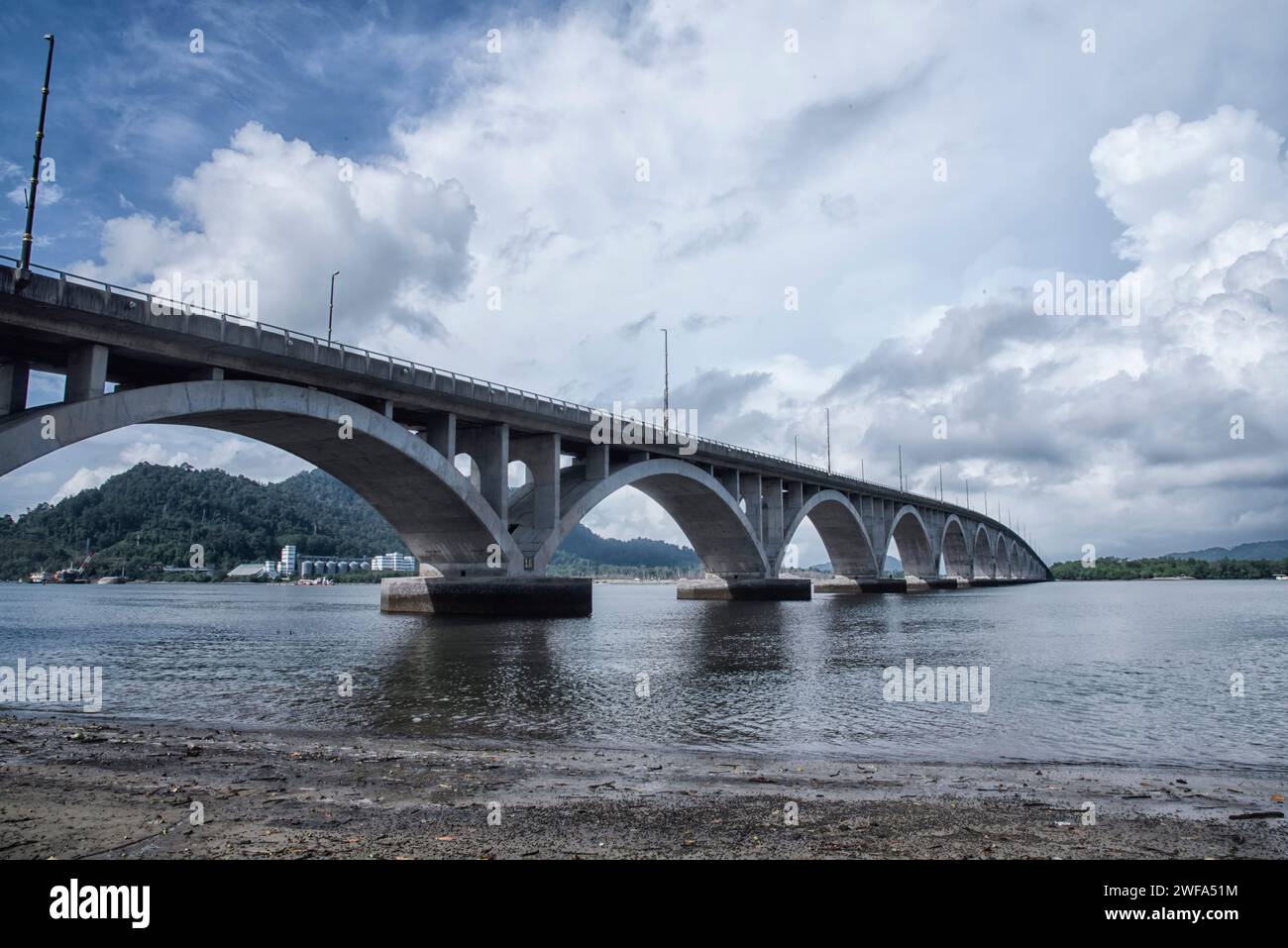 daytime scene activity around the concrete bridge Stock Photo - Alamy