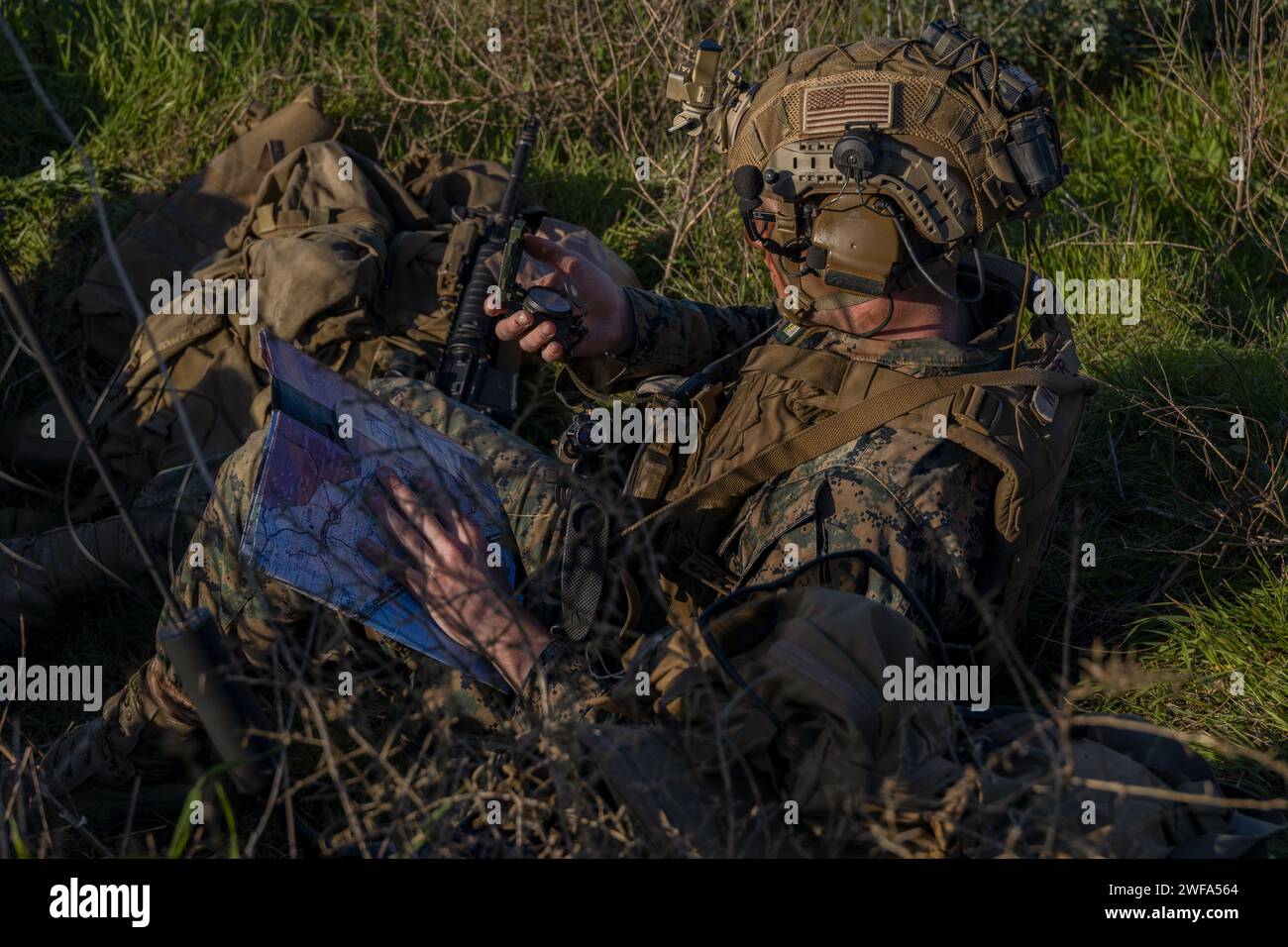 U.S. Marine Corps Sgt. Jonathan Walker, a radio operator with 1st Air ...