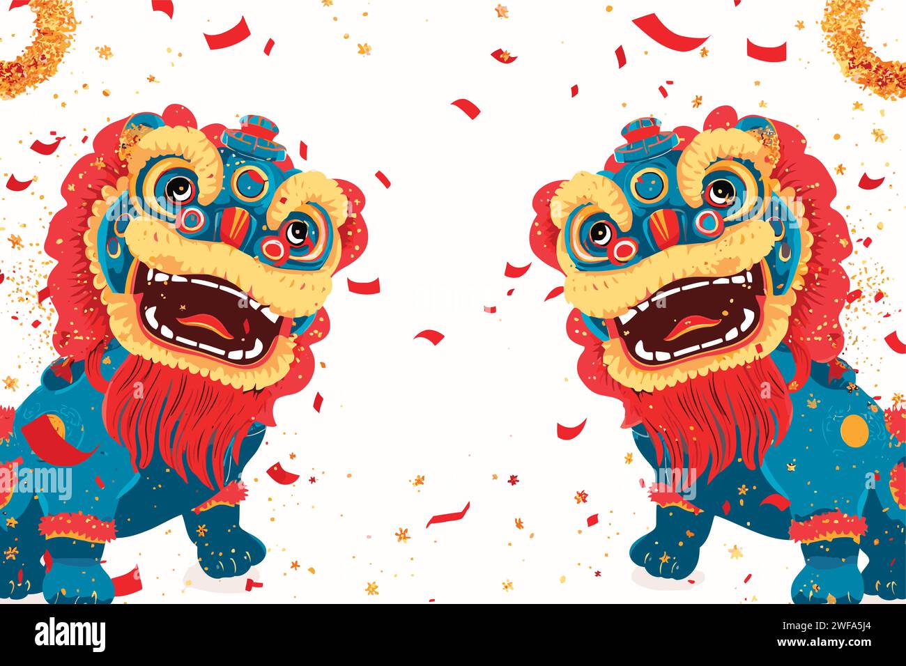 Chinese lions dancing celebration show white background Stock Vector ... Chinese lions dancing celebration show white background Stock Vector ...